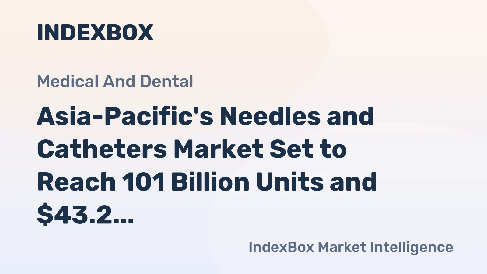 Asia-Pacific's Needles and Catheters Market Set to Reach 101 Billion Units and $43.2 Billion by 2035