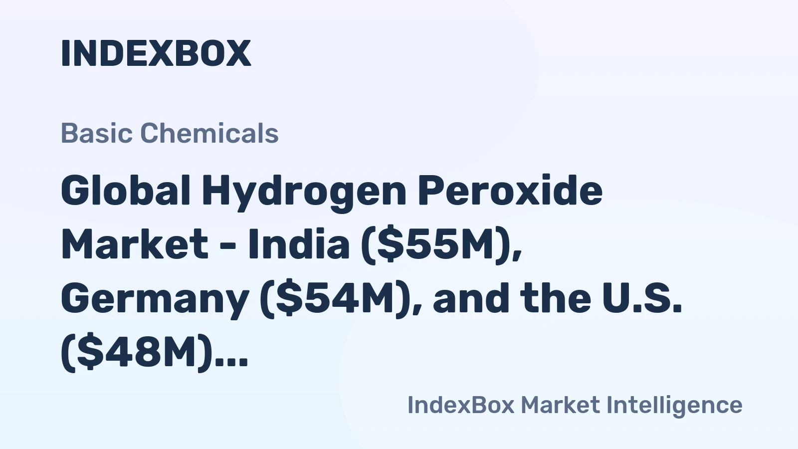 Global Hydrogen Peroxide Market - India ($55M), Germany ($54M), and the U.S. ($48M) are the Most Promising Overseas Markets