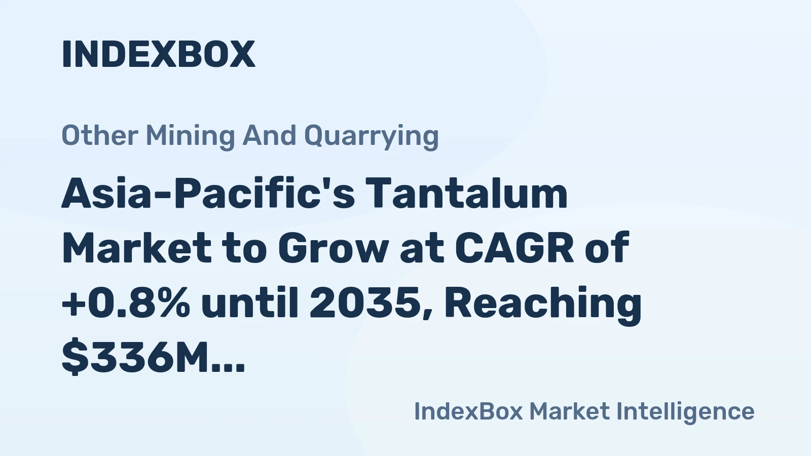 Asia-Pacific's Tantalum Market to Grow at CAGR of +0.8% until 2035, Reaching $336M in Value