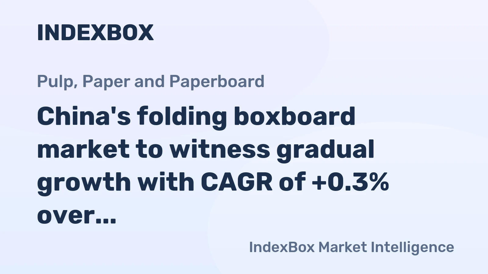 China's folding boxboard market to witness gradual growth with CAGR of +0.3% over the next decade