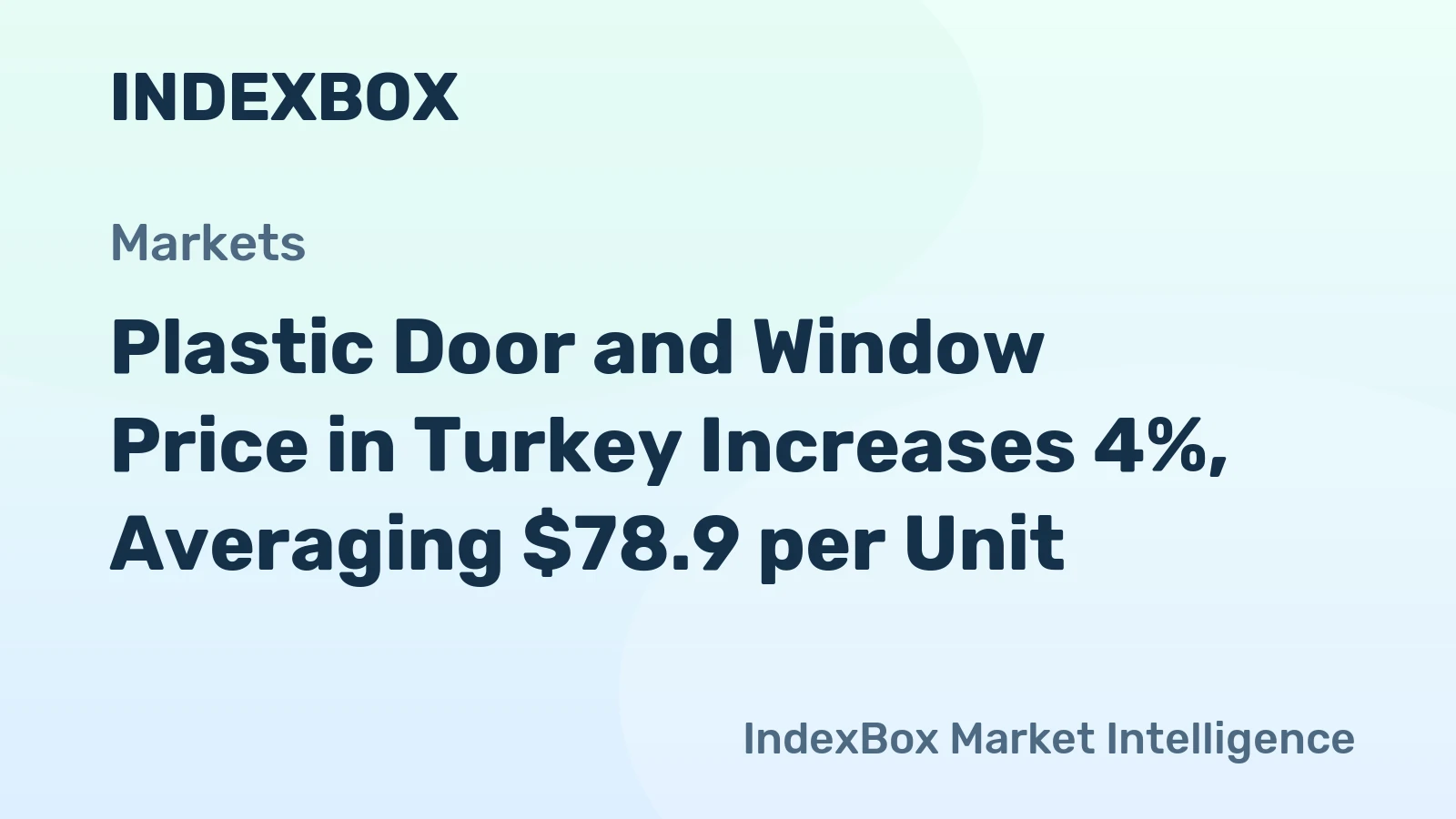 Plastic Door and Window Price in Turkey Increases 4%, Averaging $78.9 per Unit