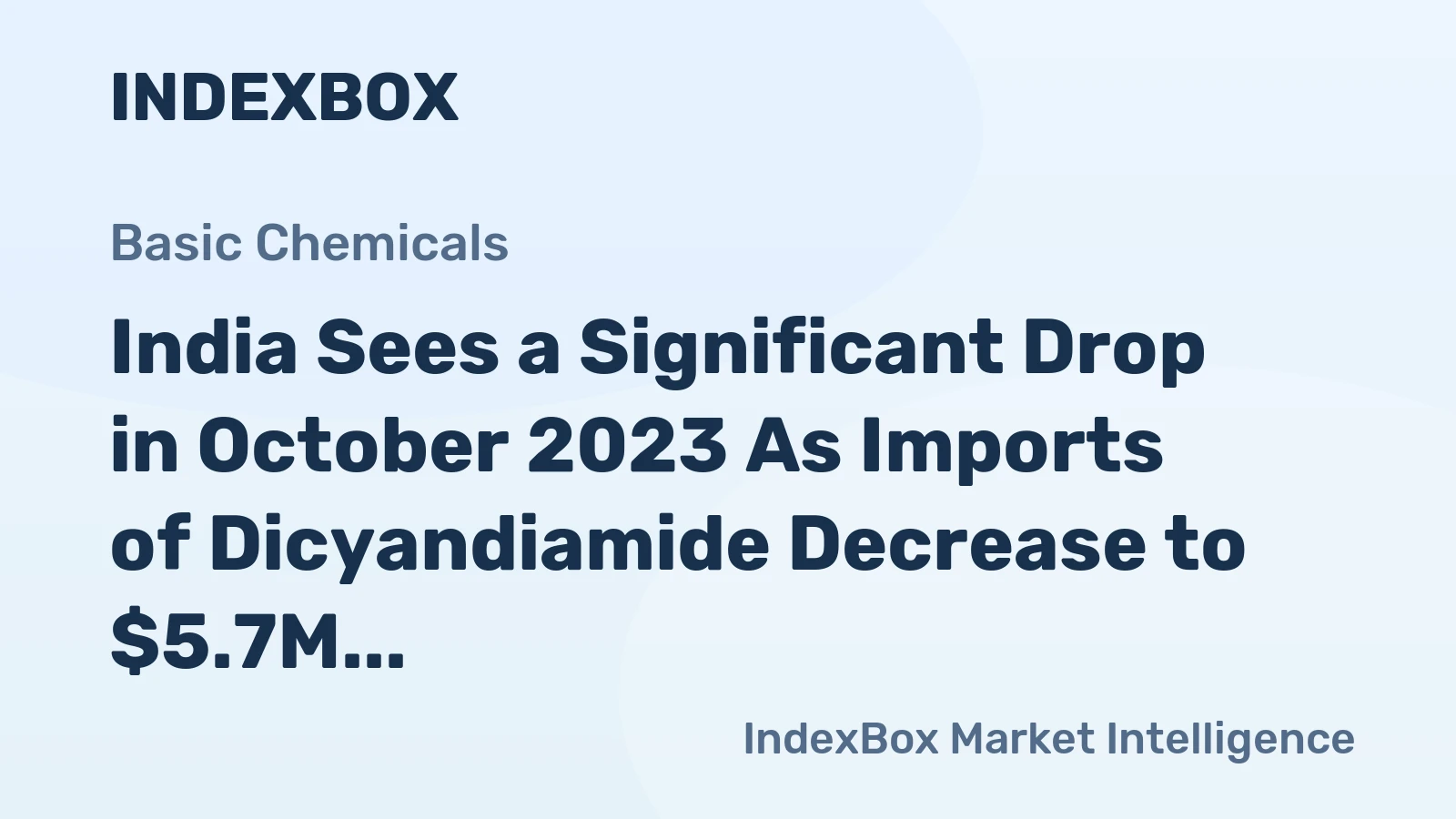 India Sees a Significant Drop in October 2023 As Imports of Dicyandiamide Decrease to $5.7M