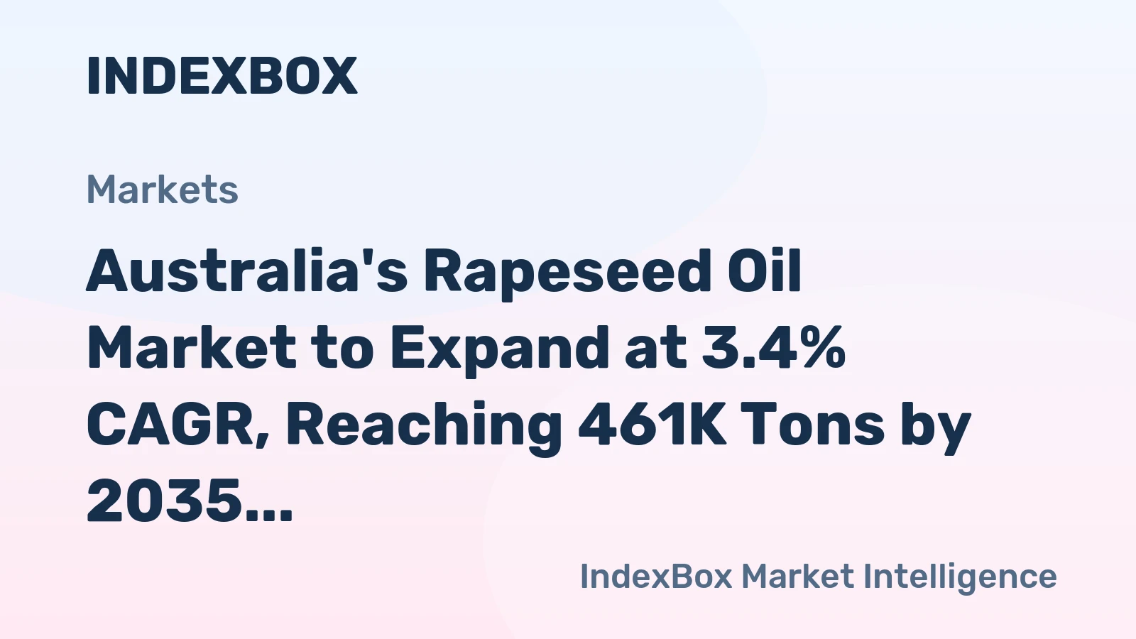 Australia's Rapeseed Oil Market to Expand at 3.4% CAGR, Reaching 461K Tons by 2035