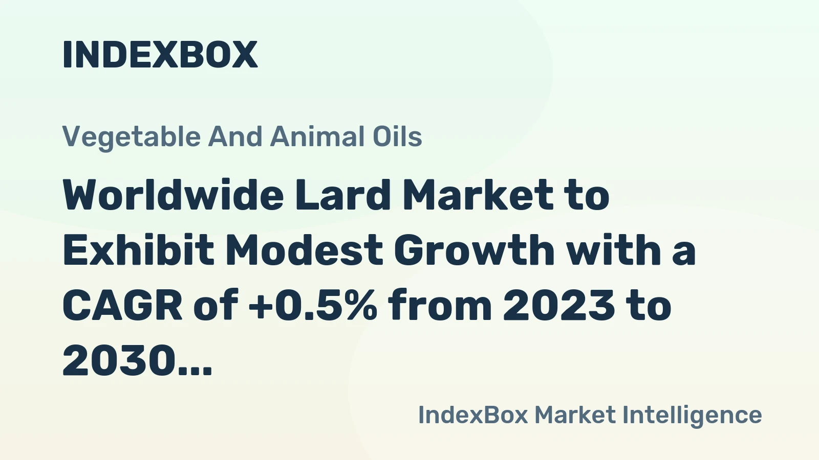 Worldwide Lard Market to Exhibit Modest Growth with a CAGR of +0.5% from 2023 to 2030, Projected to Reach $9.7B by the End of 2030