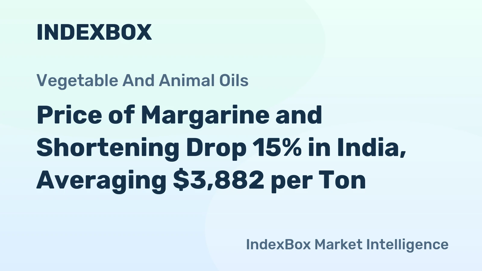 Price of Margarine and Shortening Drop 15% in India, Averaging $3,882 per Ton