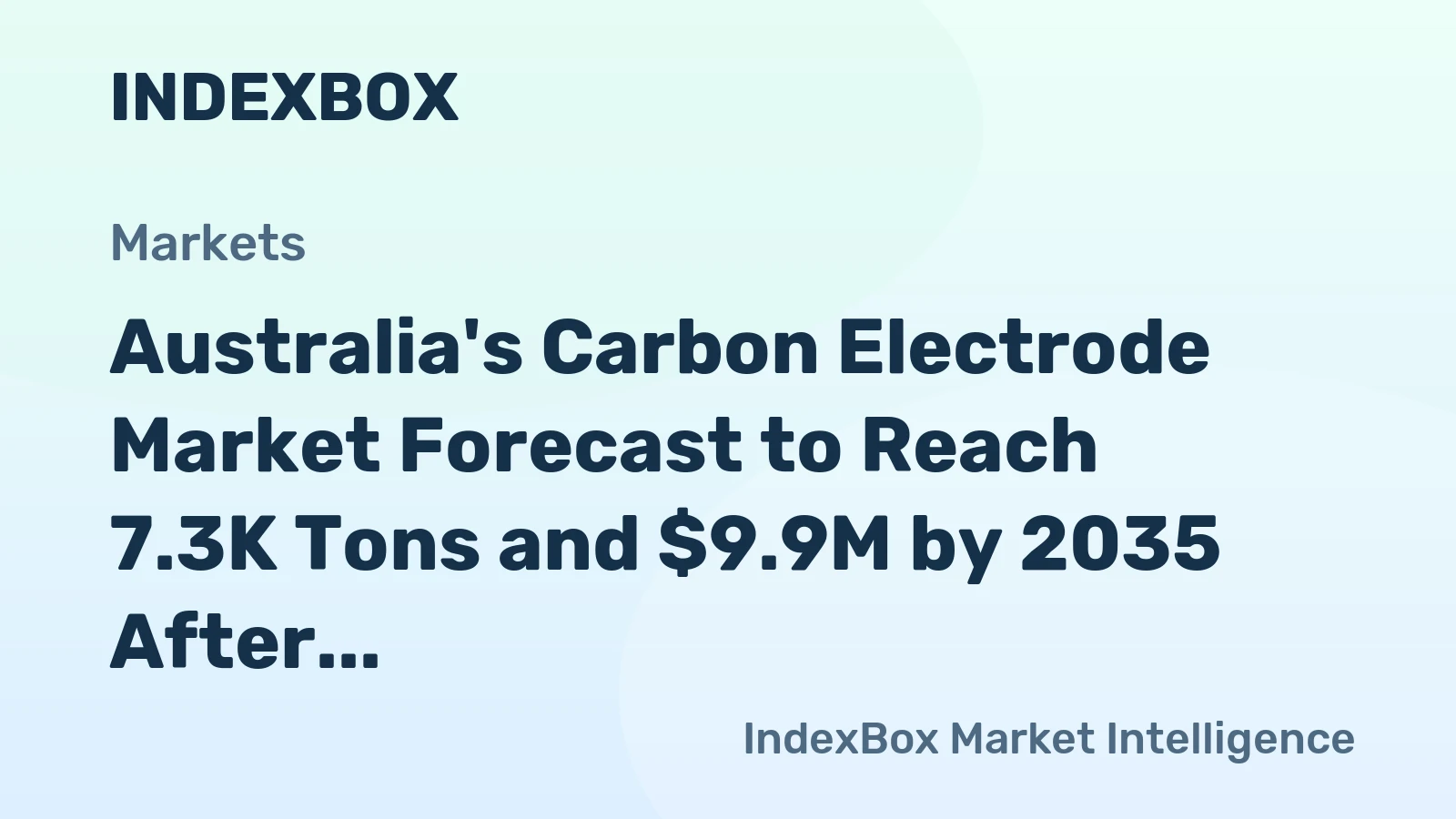 Australia's Carbon Electrode Market Forecast to Reach 7.3K Tons and $9.9M by 2035 After Sharp 2024 Contraction