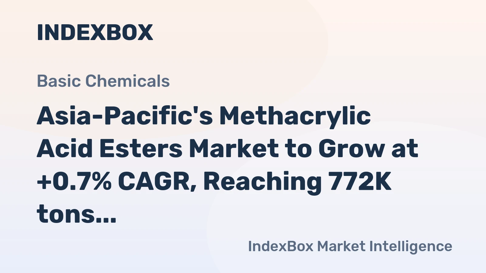 Asia-Pacific's Methacrylic Acid Esters Market to Grow at +0.7% CAGR, Reaching 772K tons by 2035