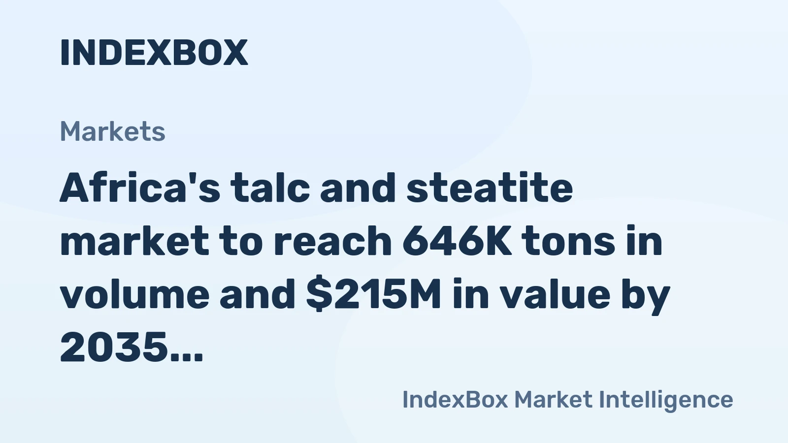Africa's talc and steatite market to reach 646K tons in volume and $215M in value by 2035, despite a forecasted deceleration in growth.