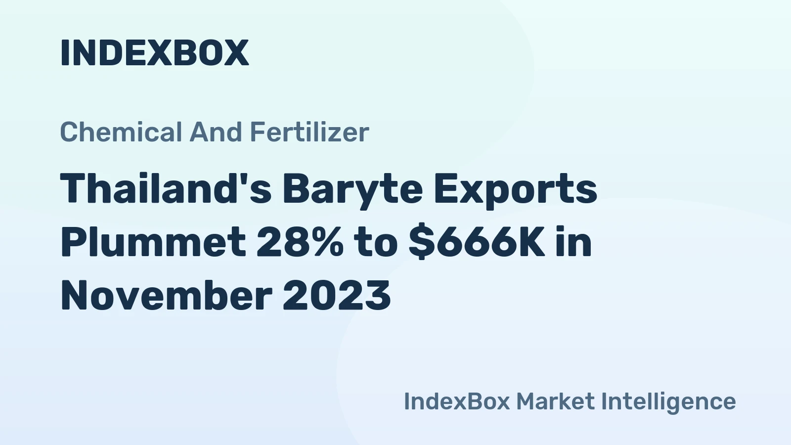 Thailand's Baryte Exports Plummet 28% to $666K in November 2023