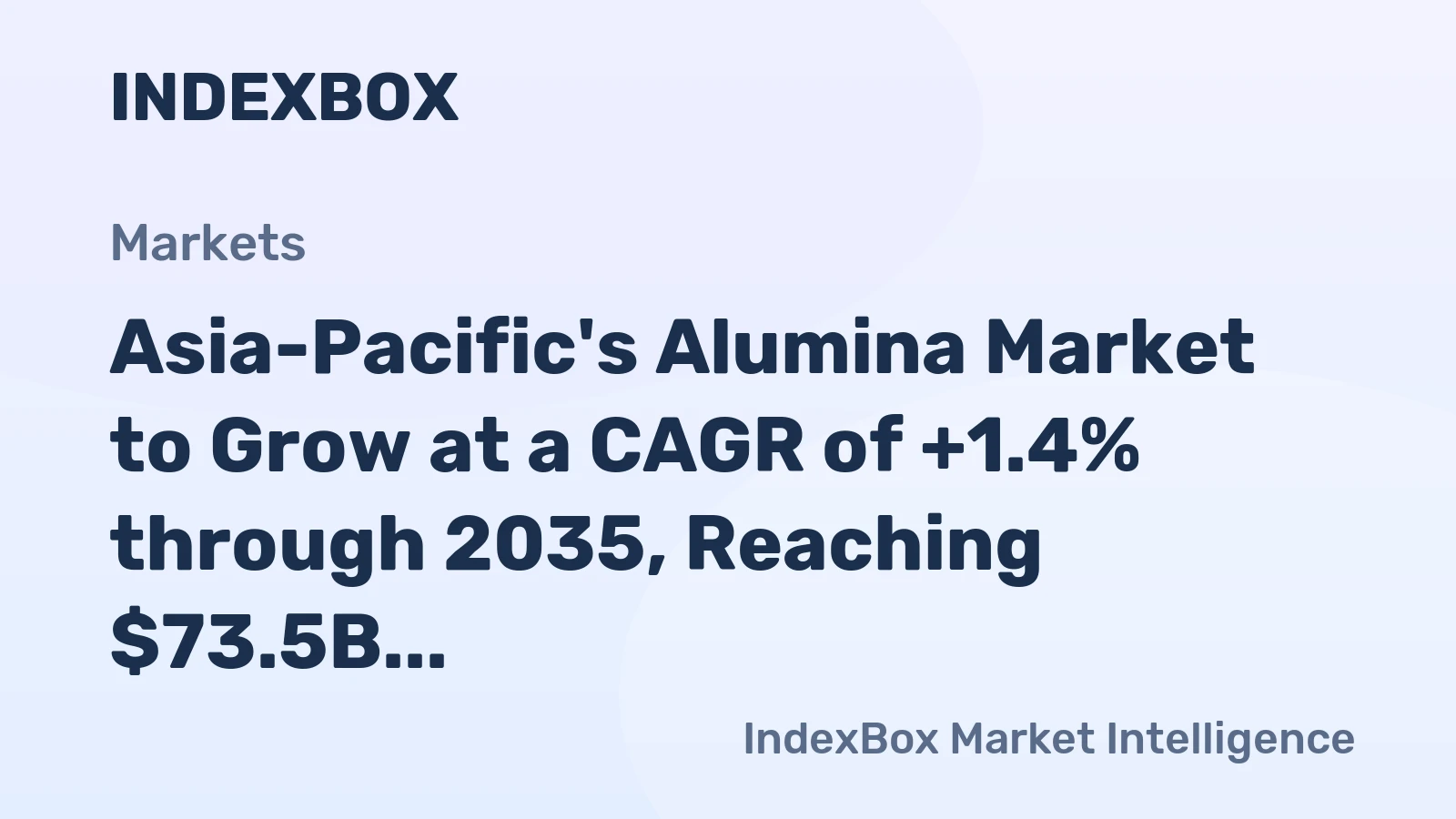 Asia-Pacific's Alumina Market to Grow at a CAGR of +1.4% through 2035, Reaching $73.5B in Value