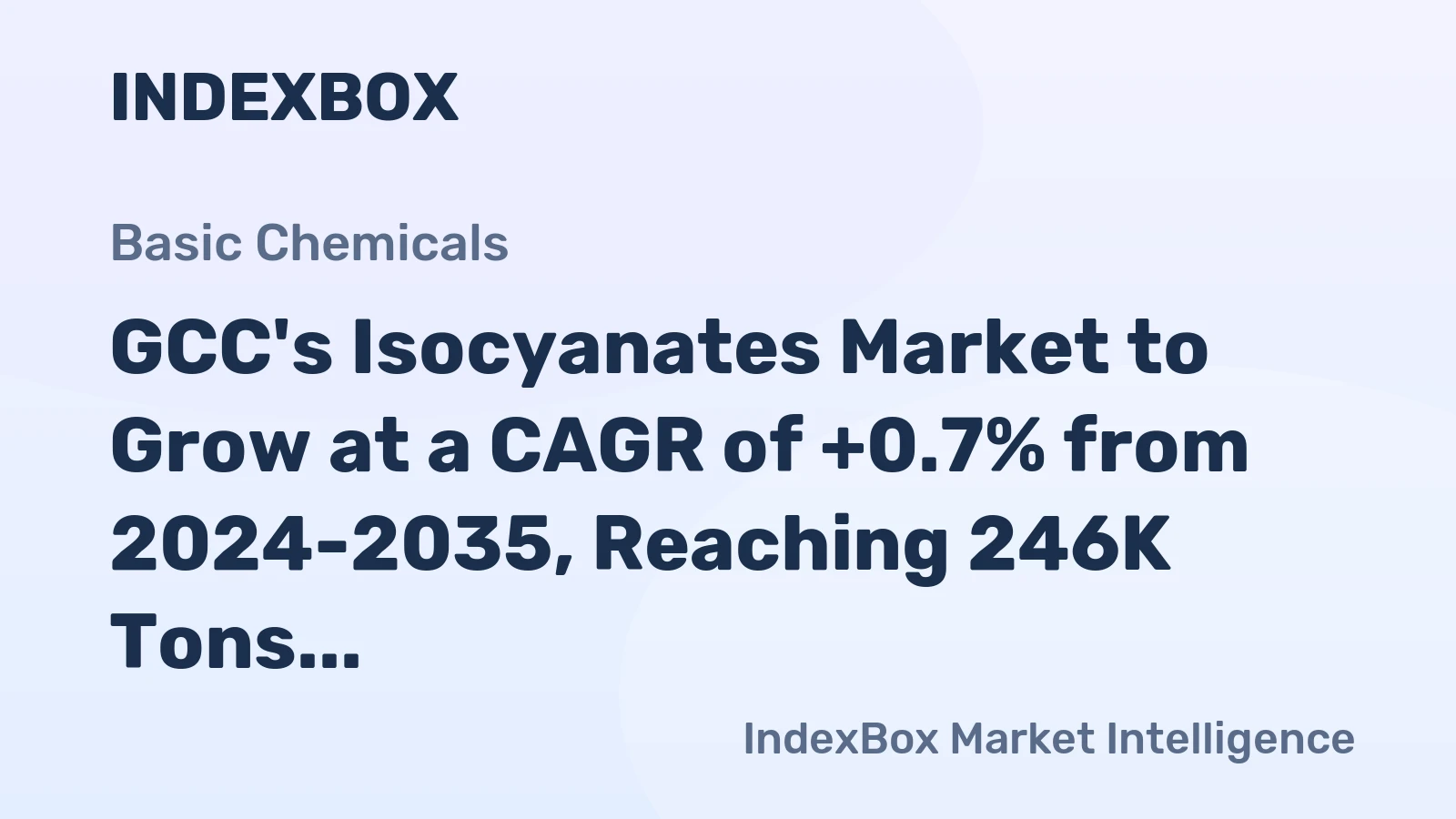 GCC's Isocyanates Market to Grow at a CAGR of +0.7% from 2024-2035, Reaching 246K Tons