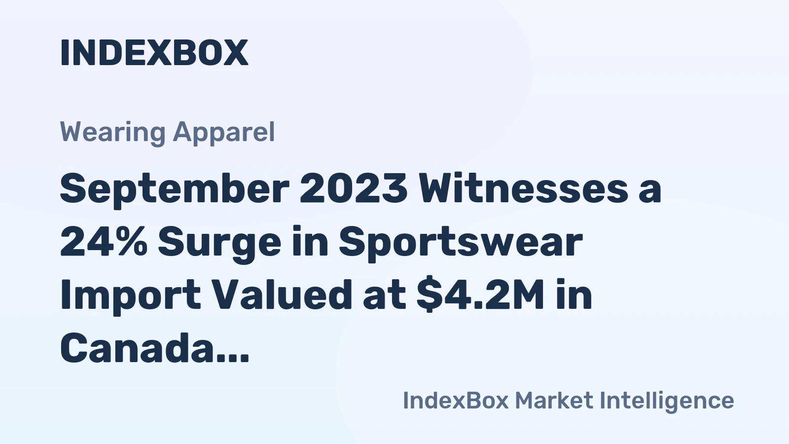 September 2023 Witnesses a 24% Surge in Sportswear Import Valued at $4.2M in Canada
