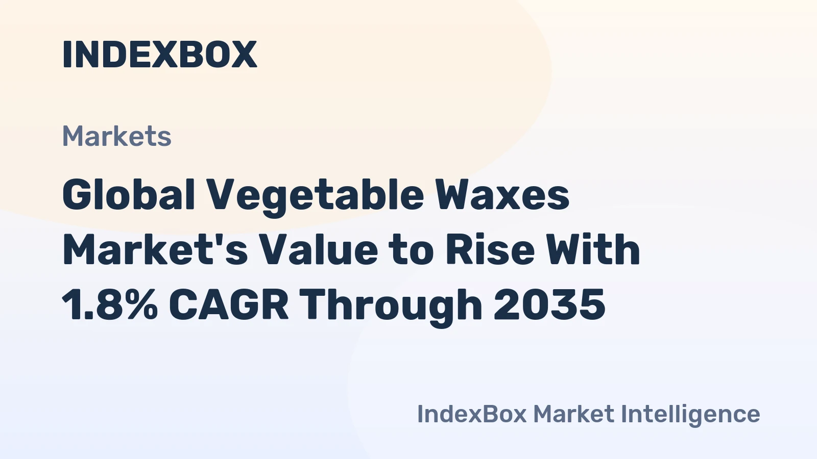 Global Vegetable Waxes Market's Value to Rise With 1.8% CAGR Through 2035