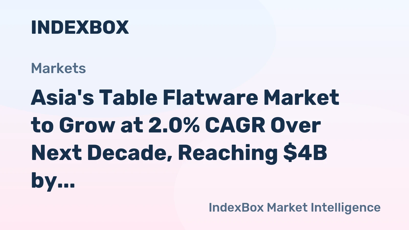 Asia's Table Flatware Market to Grow at 2.0% CAGR Over Next Decade, Reaching $4B by 2035