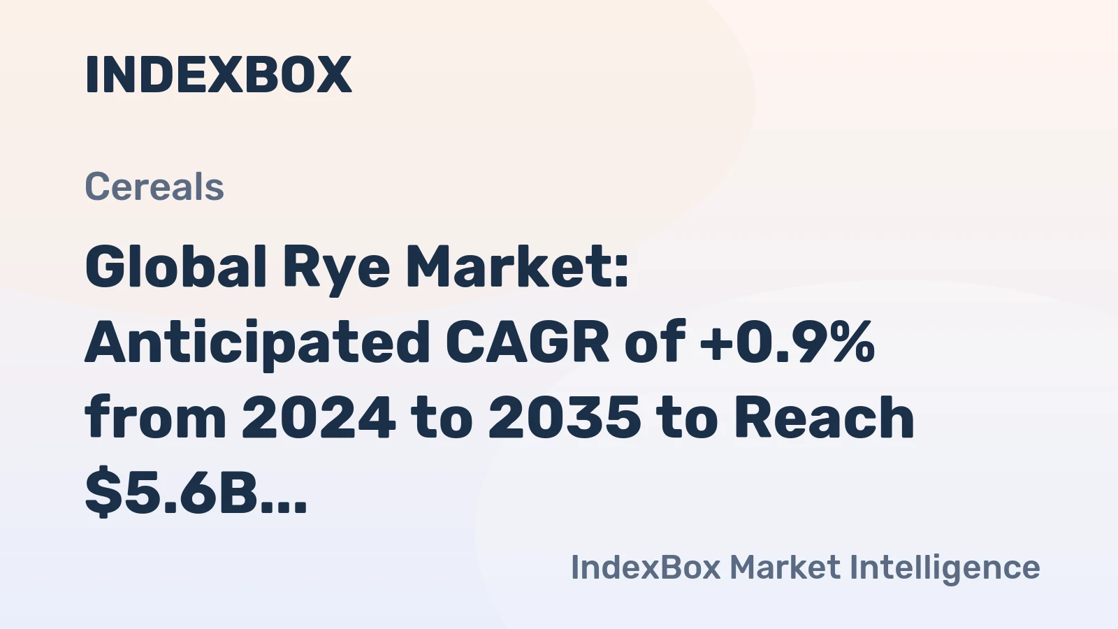 Global Rye Market: Anticipated CAGR of +0.9% from 2024 to 2035 to Reach $5.6B by 2035
