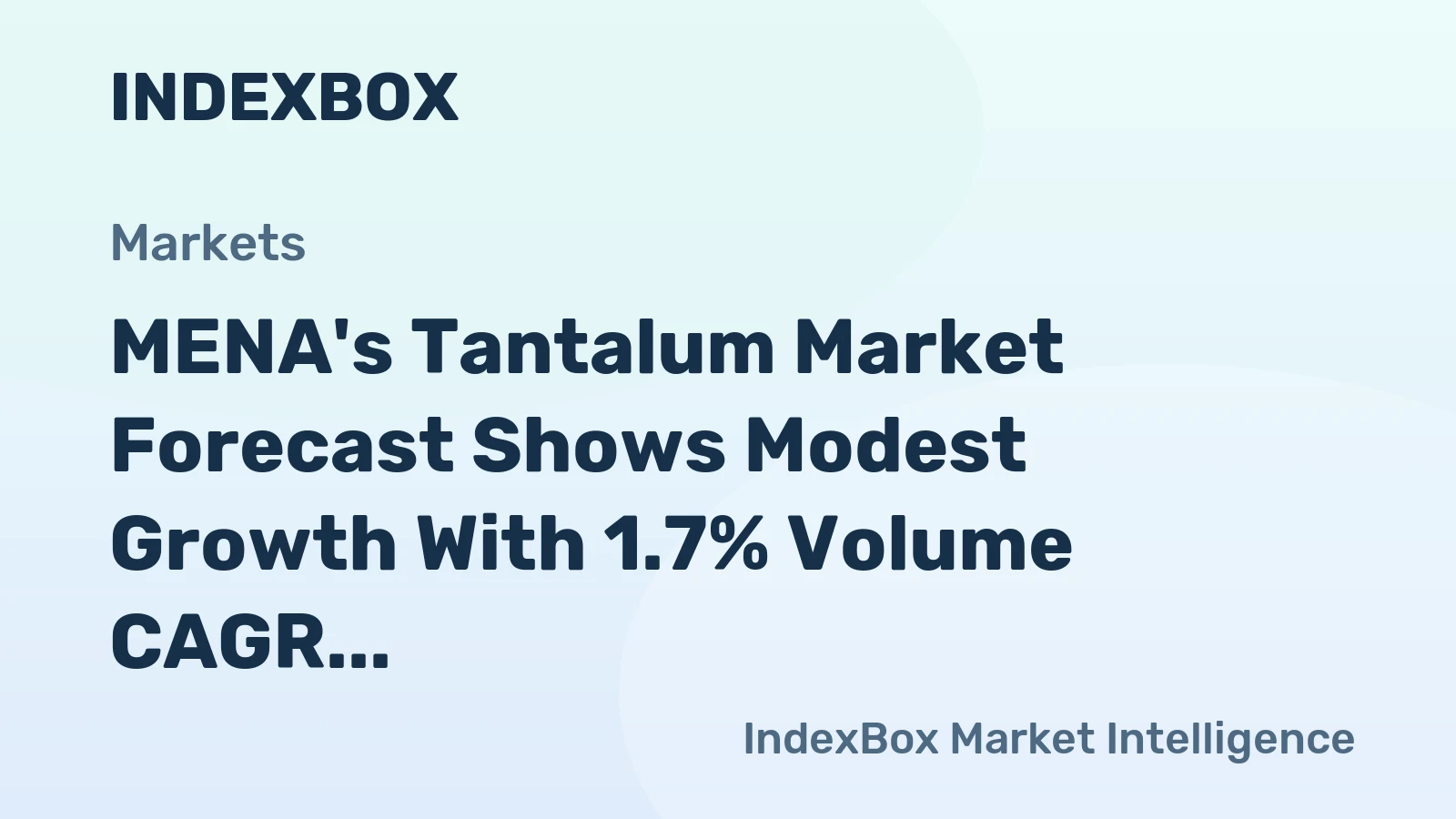 MENA's Tantalum Market Forecast Shows Modest Growth With 1.7% Volume CAGR Through 2035