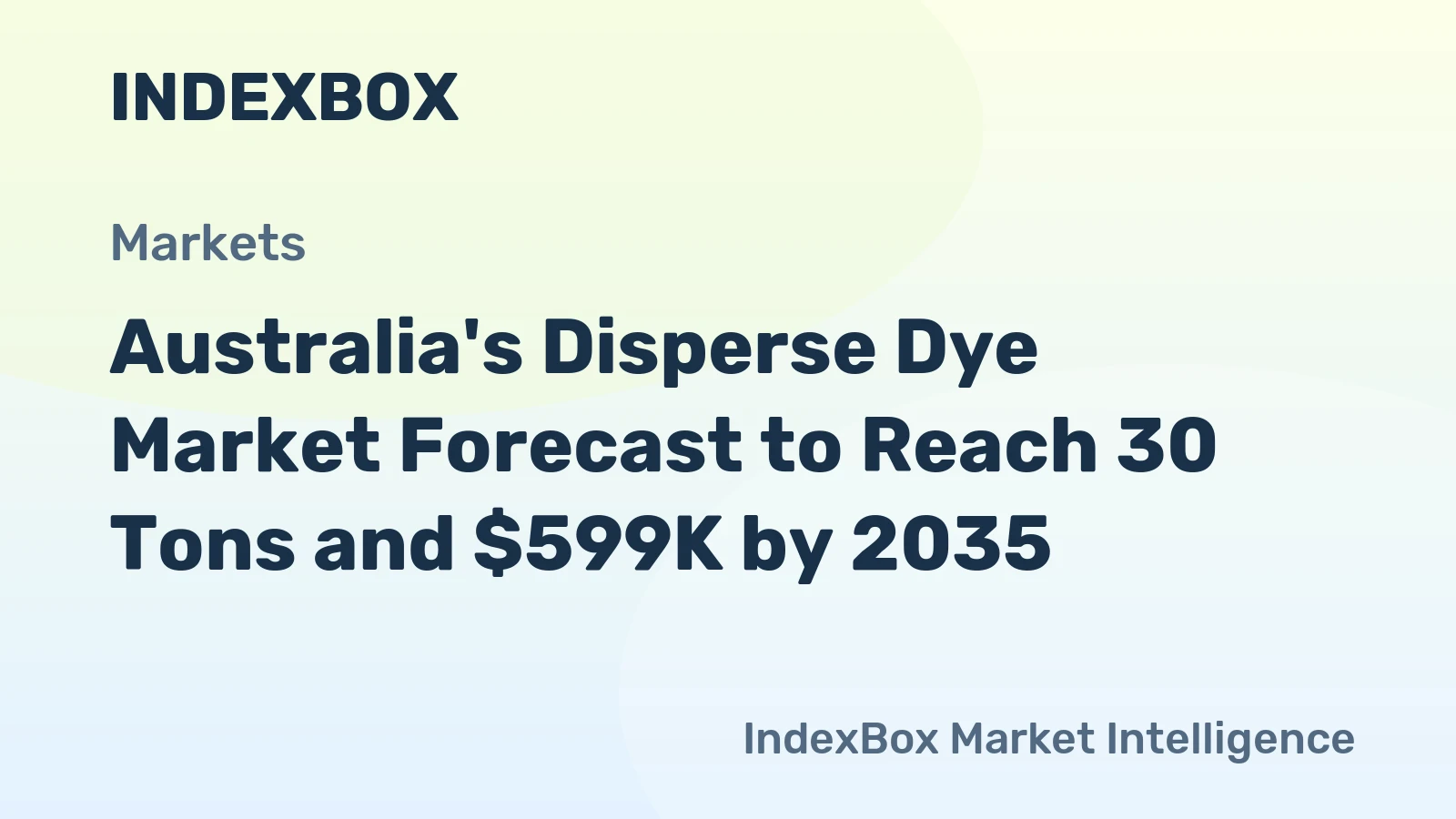 Australia's Disperse Dye Market Forecast to Reach 30 Tons and $599K by 2035