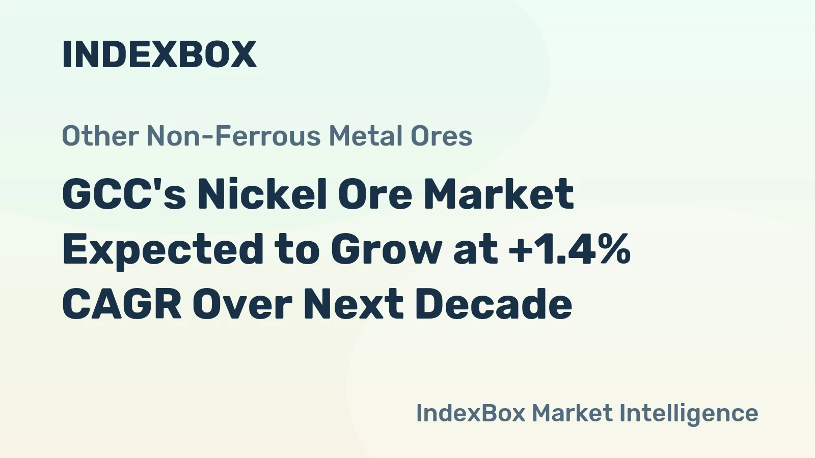 GCC's Nickel Ore Market Expected to Grow at +1.4% CAGR Over Next Decade