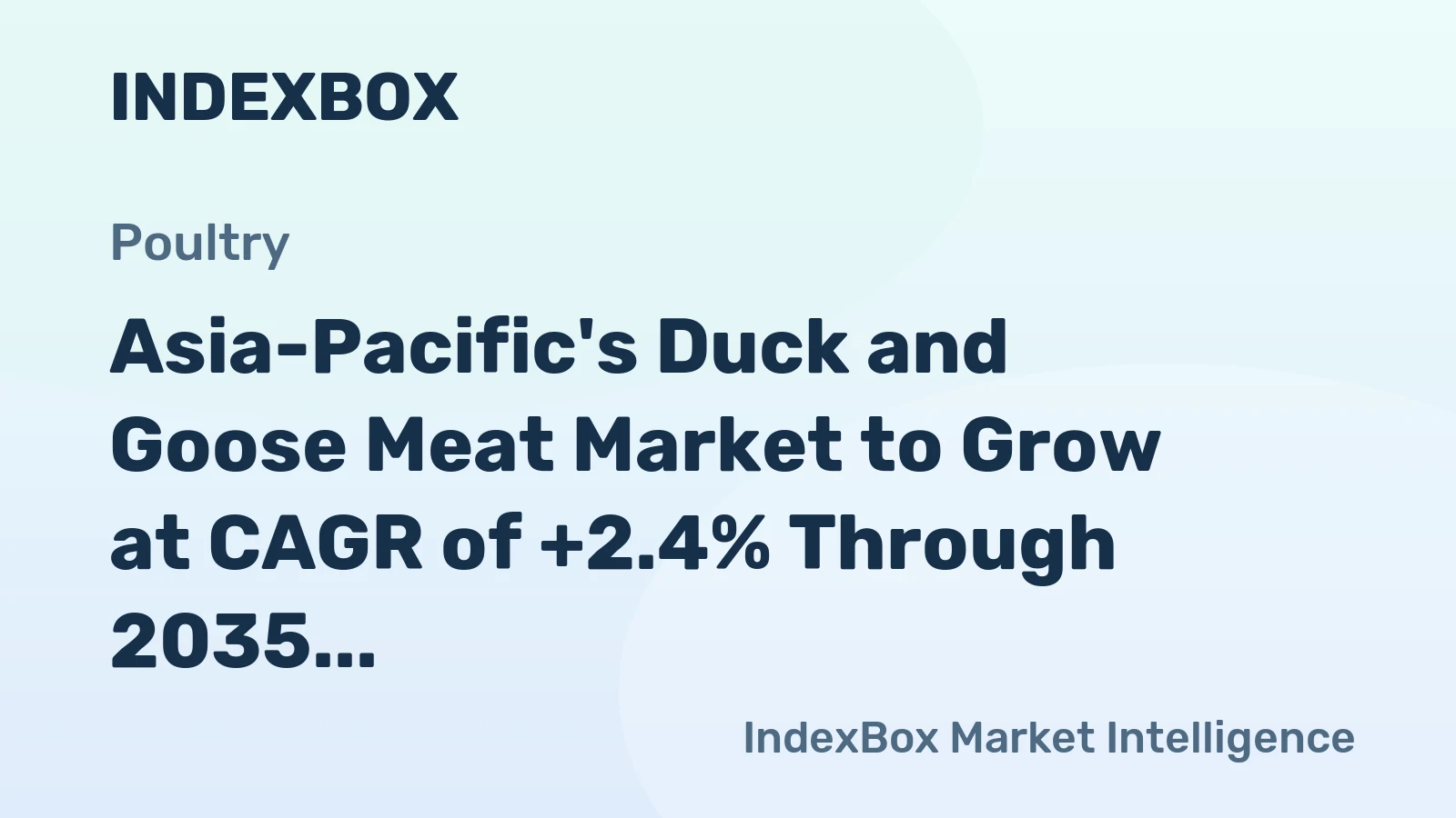Asia-Pacific's Duck and Goose Meat Market to Grow at CAGR of +2.4% Through 2035
