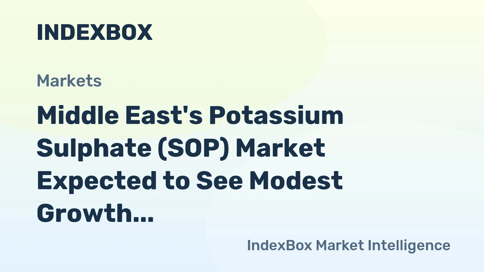 Middle East's Potassium Sulphate (SOP) Market Expected to See Modest Growth with a CAGR of +1.2% by 2035