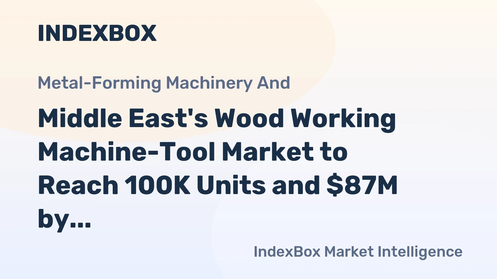 Middle East's Wood Working Machine-Tool Market to Reach 100K Units and $87M by 2035