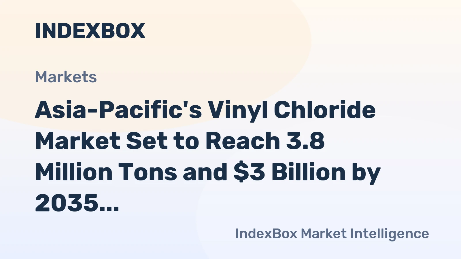 Asia-Pacific's Vinyl Chloride Market Set to Reach 3.8 Million Tons and $3 Billion by 2035