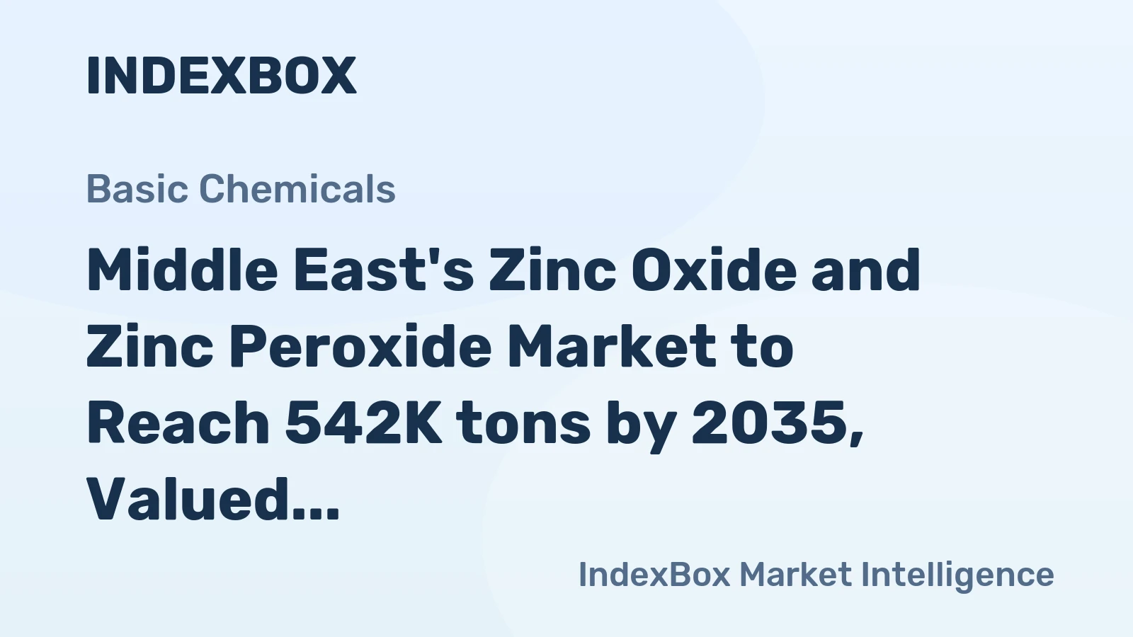 Middle East's Zinc Oxide and Zinc Peroxide Market to Reach 542K tons by 2035, Valued at $1.6B