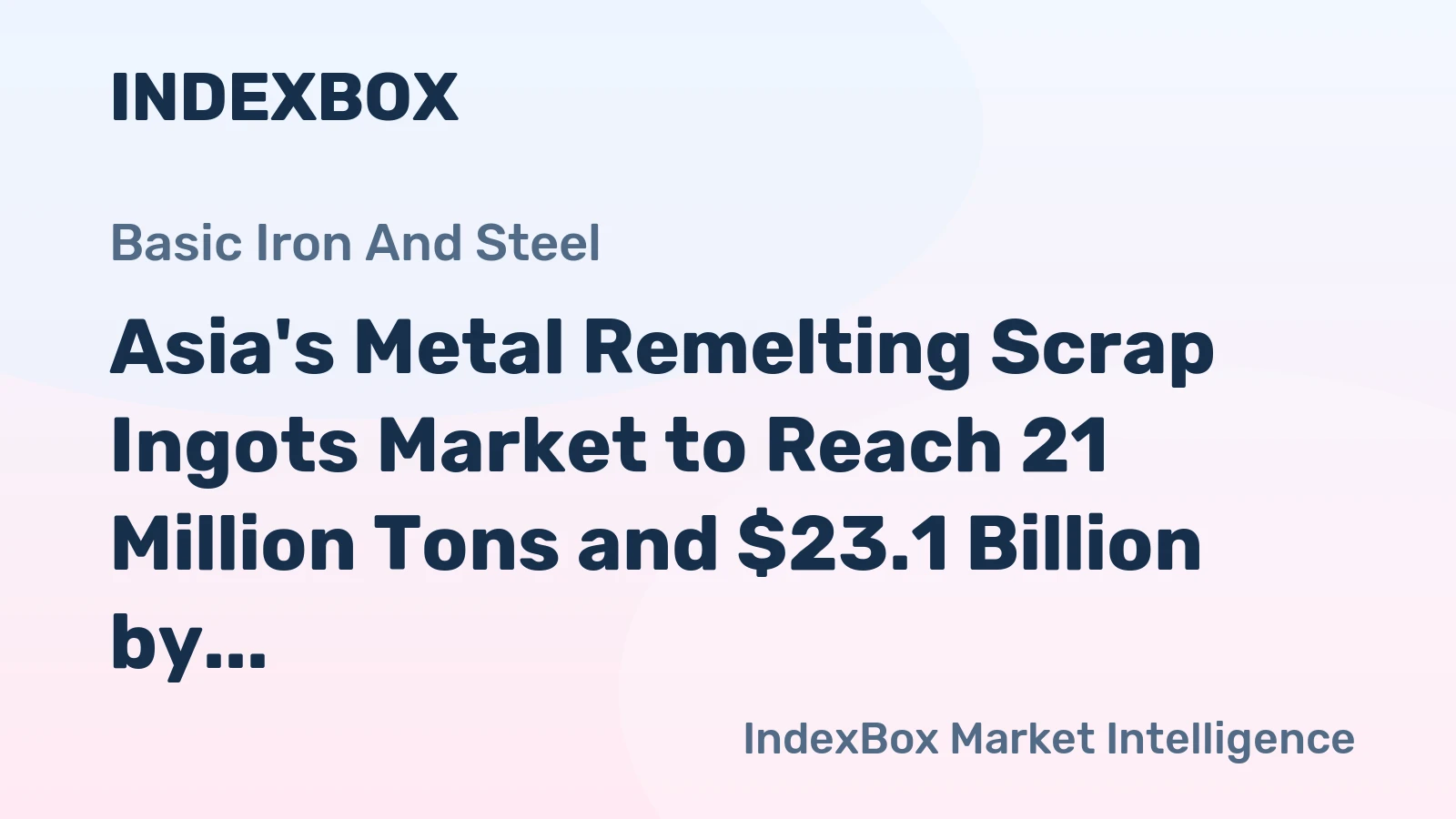 Asia's Metal Remelting Scrap Ingots Market to Reach 21 Million Tons and $23.1 Billion by 2035