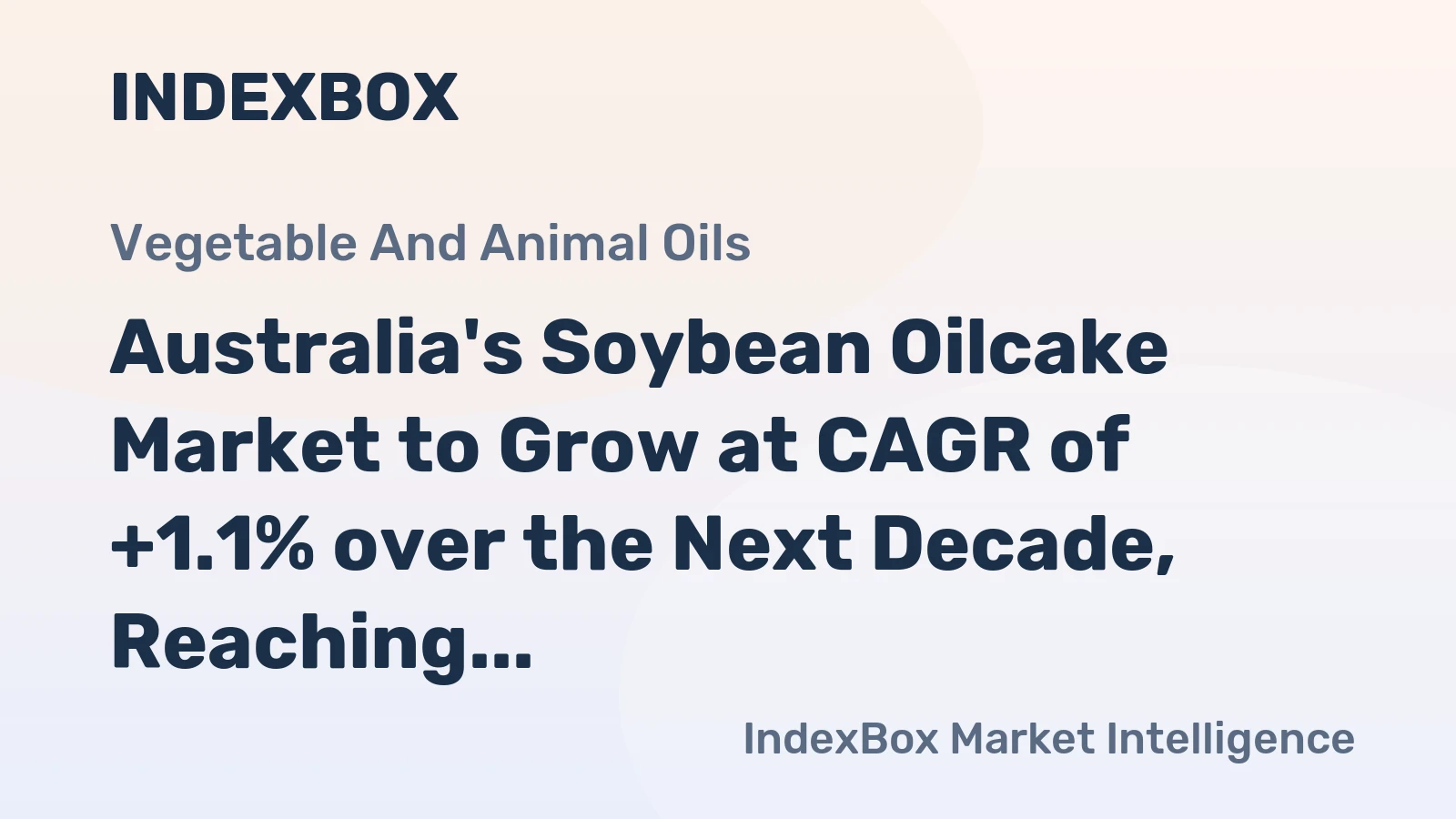 Australia's Soybean Oilcake Market to Grow at CAGR of +1.1% over the Next Decade, Reaching 2.5M Tons by 2035