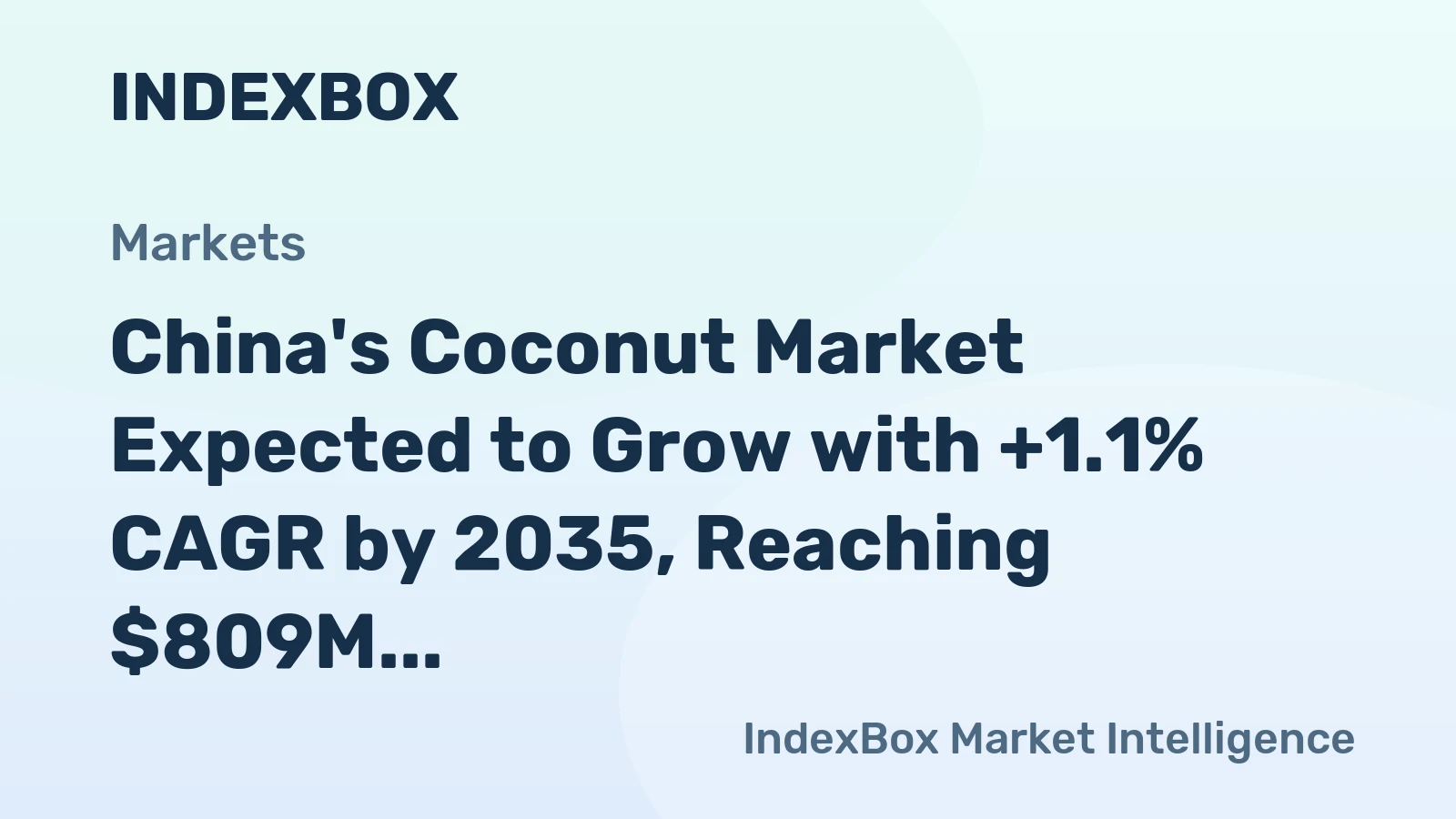 China's Coconut Market Expected to Grow with +1.1% CAGR by 2035, Reaching $809M in Value