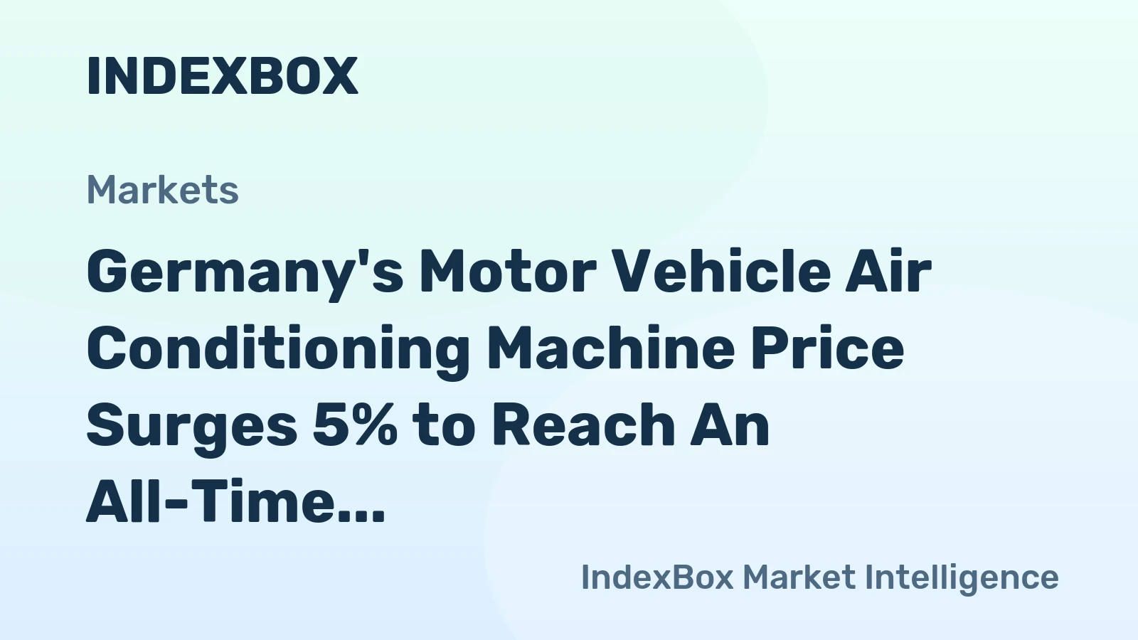 Germany's Motor Vehicle Air Conditioning Machine Price Surges 5% to Reach An All-Time High of $325 per Unit