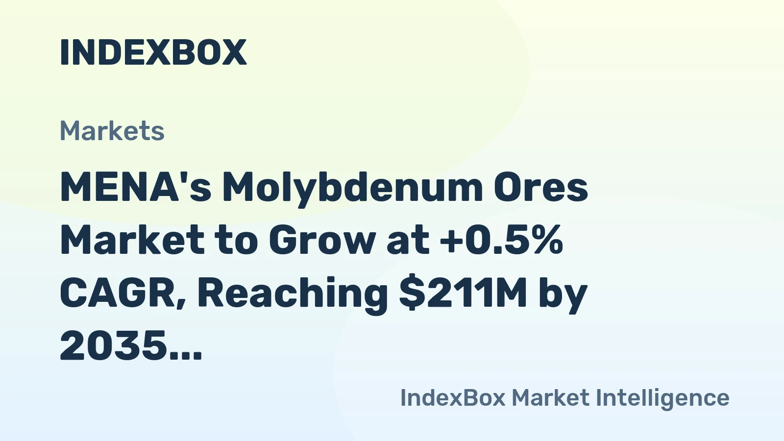 MENA's Molybdenum Ores Market to Grow at +0.5% CAGR, Reaching $211M by 2035