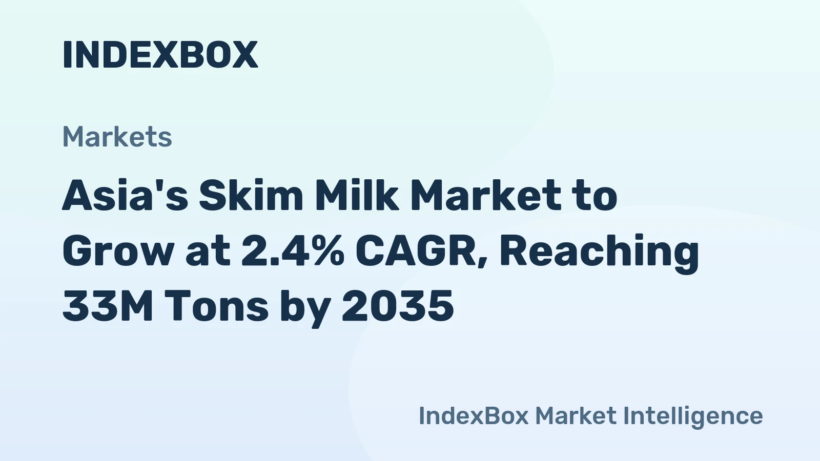 Asia's Skim Milk Market to Grow at 2.4% CAGR, Reaching 33M Tons by 2035
