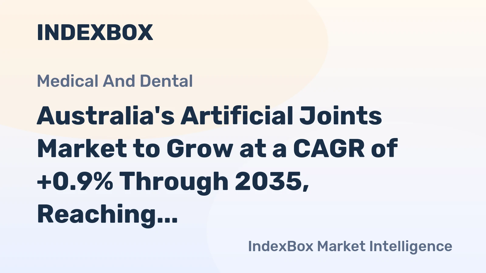 Australia's Artificial Joints Market to Grow at a CAGR of +0.9% Through 2035, Reaching $1.3B in Value