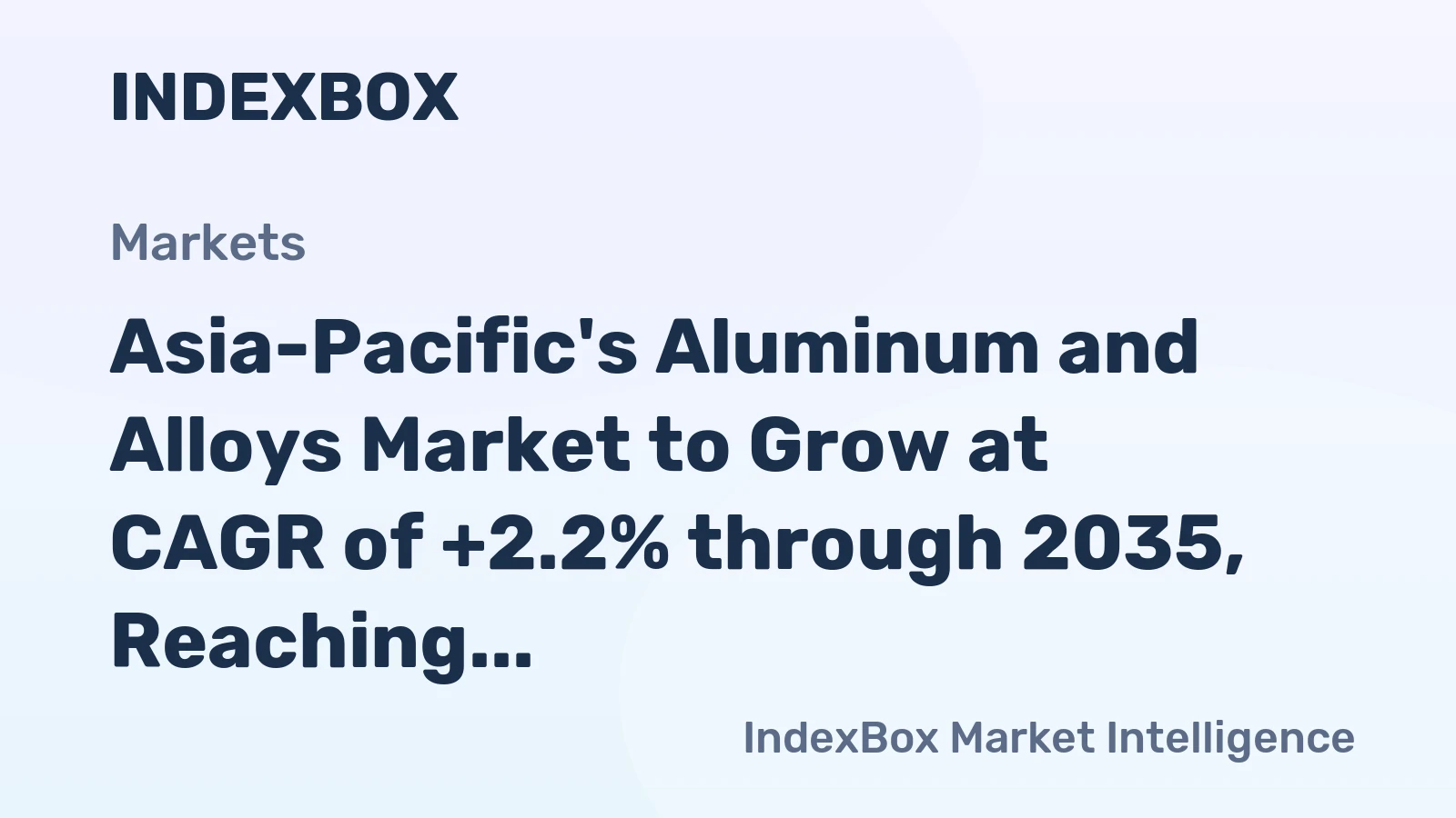 Asia-Pacific's Aluminum and Alloys Market to Grow at CAGR of +2.2% through 2035, Reaching 70M Tons