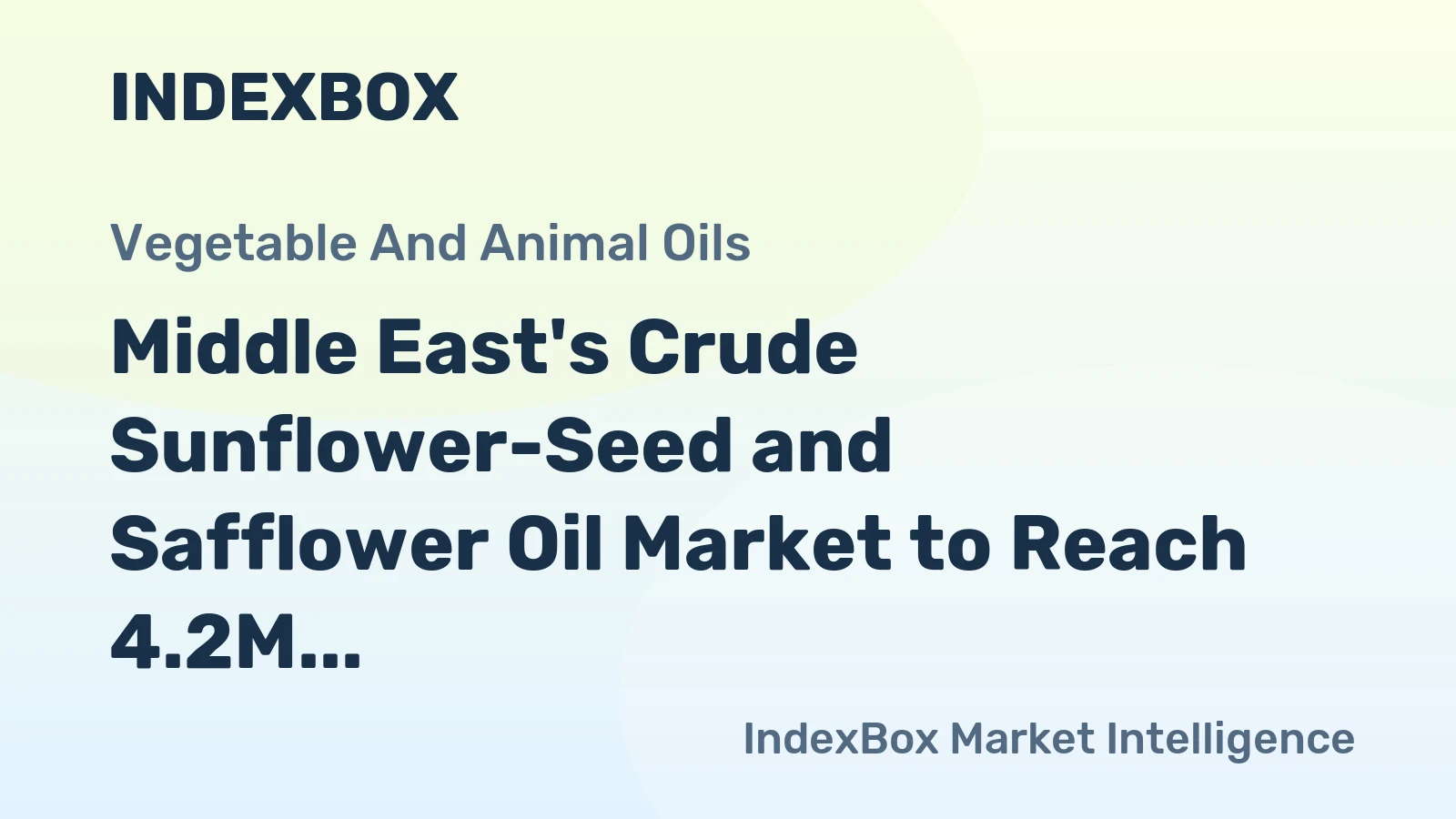 Middle East's Crude Sunflower-Seed and Safflower Oil Market to Reach 4.2M Tons by 2035, Valued at $6.6B