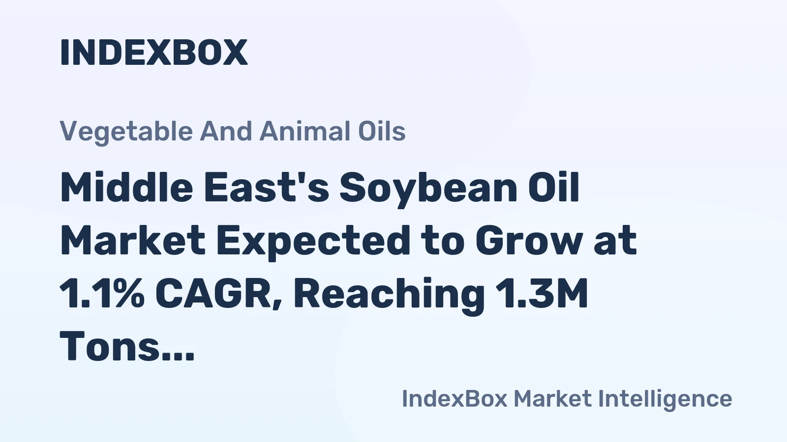 Middle East's Soybean Oil Market Expected to Grow at 1.1% CAGR, Reaching 1.3M Tons by 2035