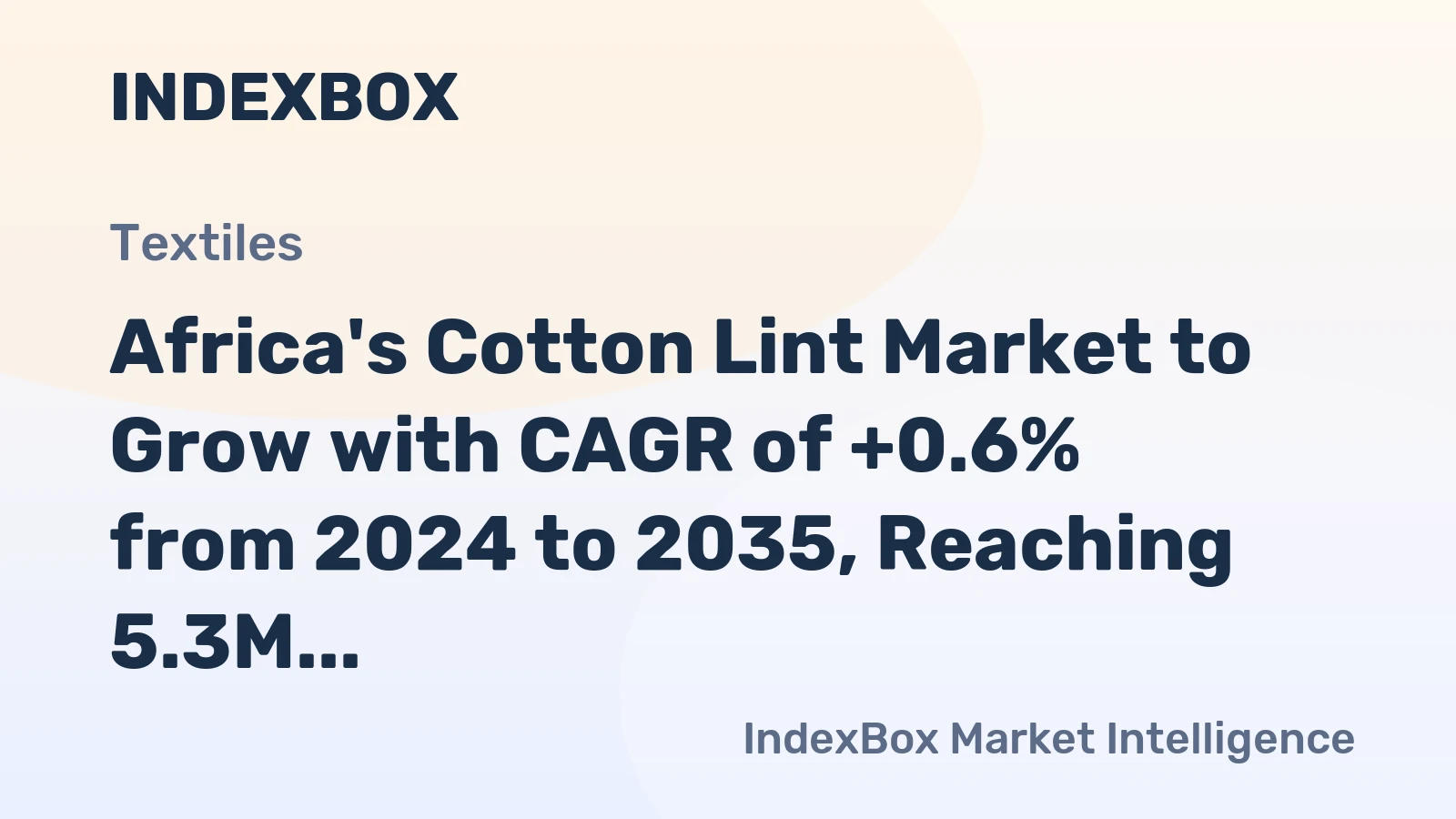 Africa's Cotton Lint Market to Grow with CAGR of +0.6% from 2024 to 2035, Reaching 5.3M Tons