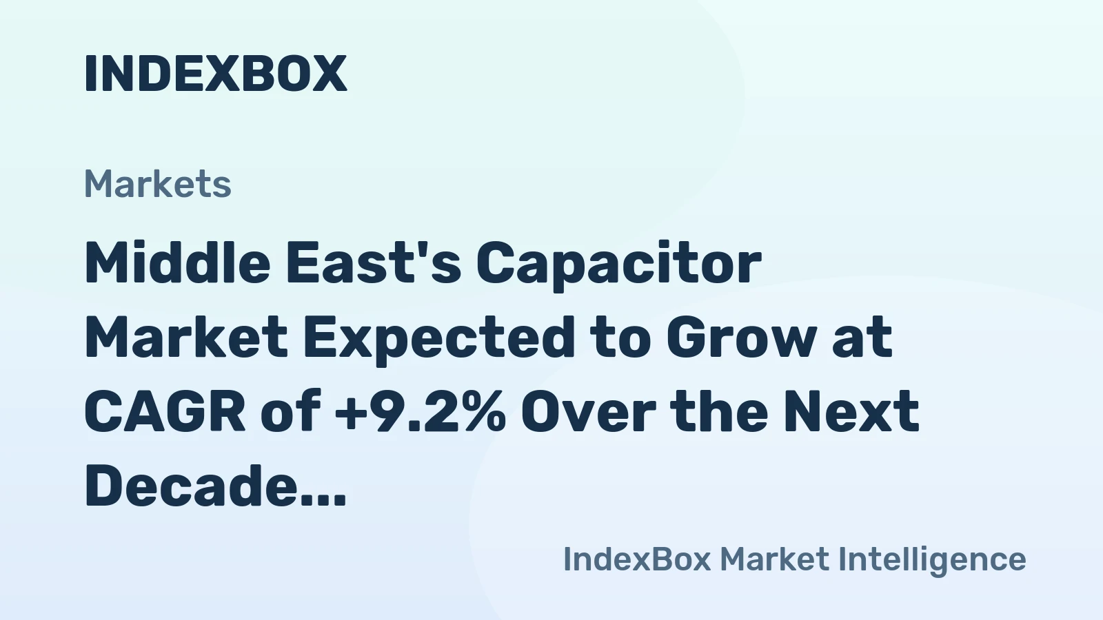 Middle East's Capacitor Market Expected to Grow at CAGR of +9.2% Over the Next Decade