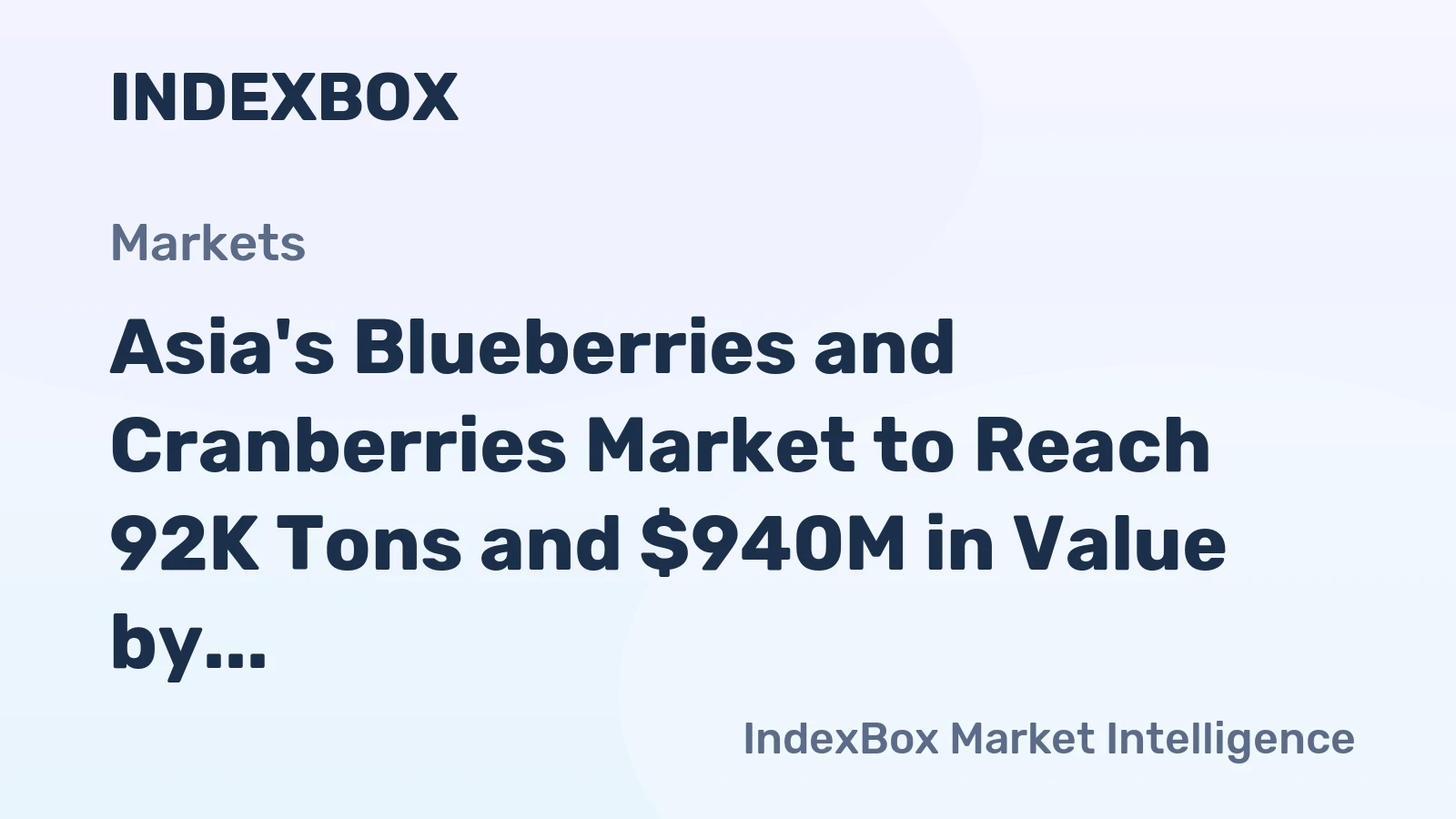 Asia's Blueberries and Cranberries Market to Reach 92K Tons and $940M in Value by 2035