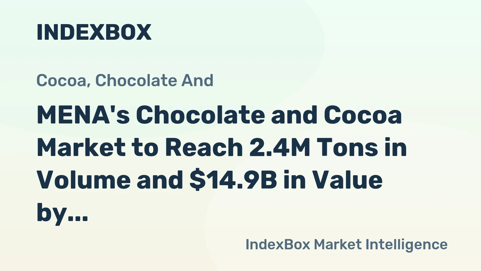 MENA's Chocolate and Cocoa Market to Reach 2.4M Tons in Volume and $14.9B in Value by 2035
