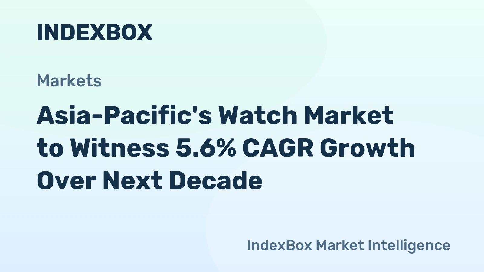 Asia-Pacific's Watch Market to Witness 5.6% CAGR Growth Over Next Decade