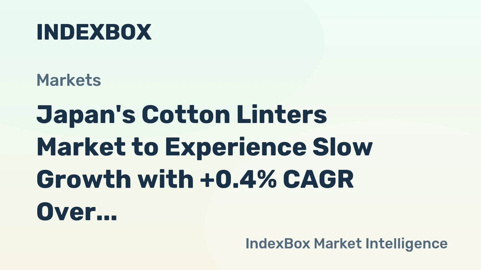 Japan's Cotton Linters Market to Experience Slow Growth with +0.4% CAGR Over Next Decade