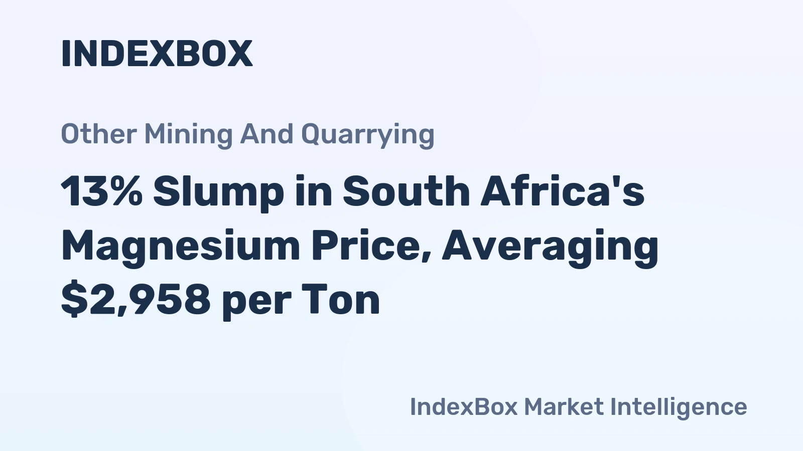 13% Slump in South Africa's Magnesium Price, Averaging $2,958 per Ton