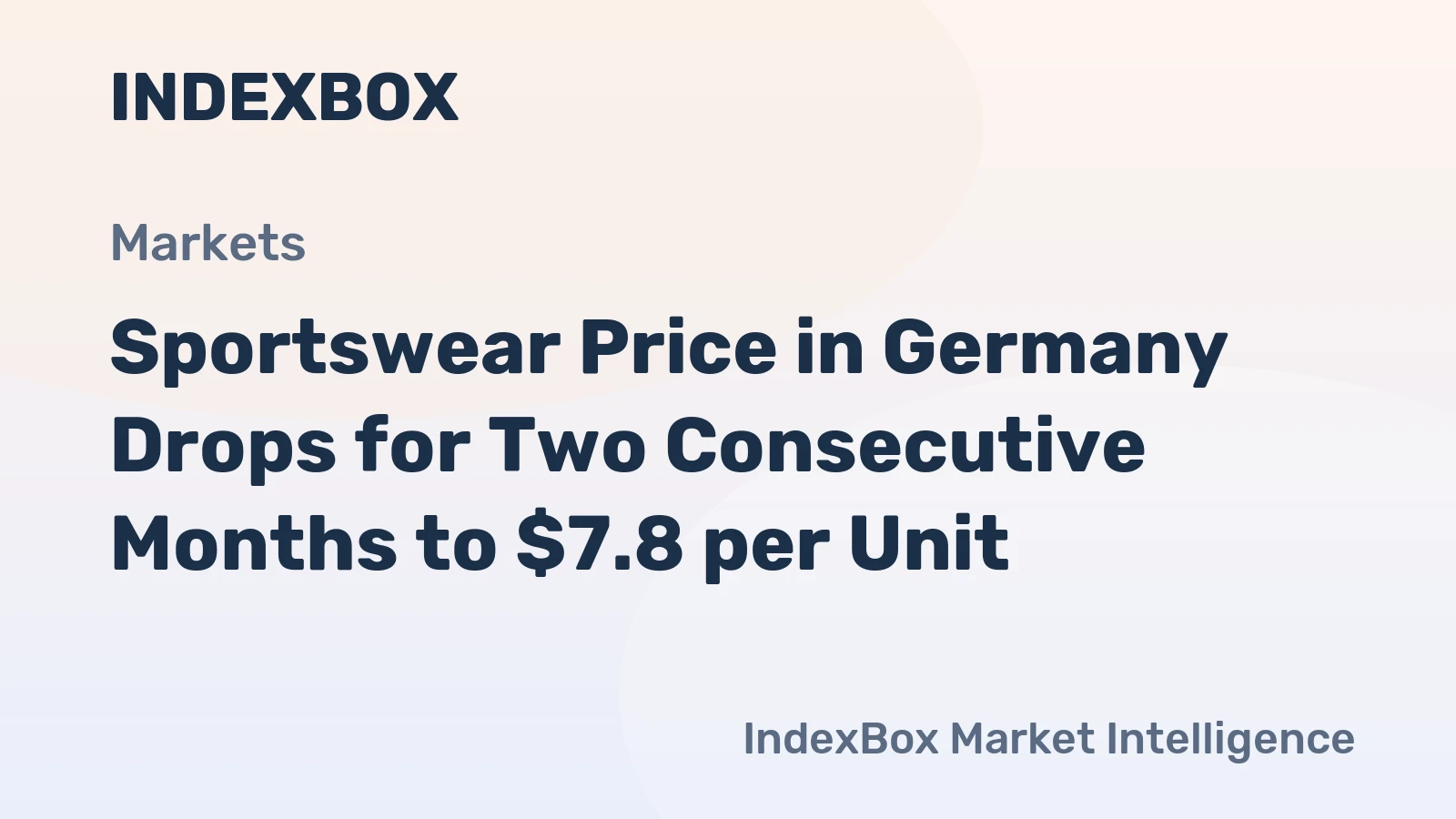 Sportswear Price in Germany Drops for Two Consecutive Months to $7.8 per Unit