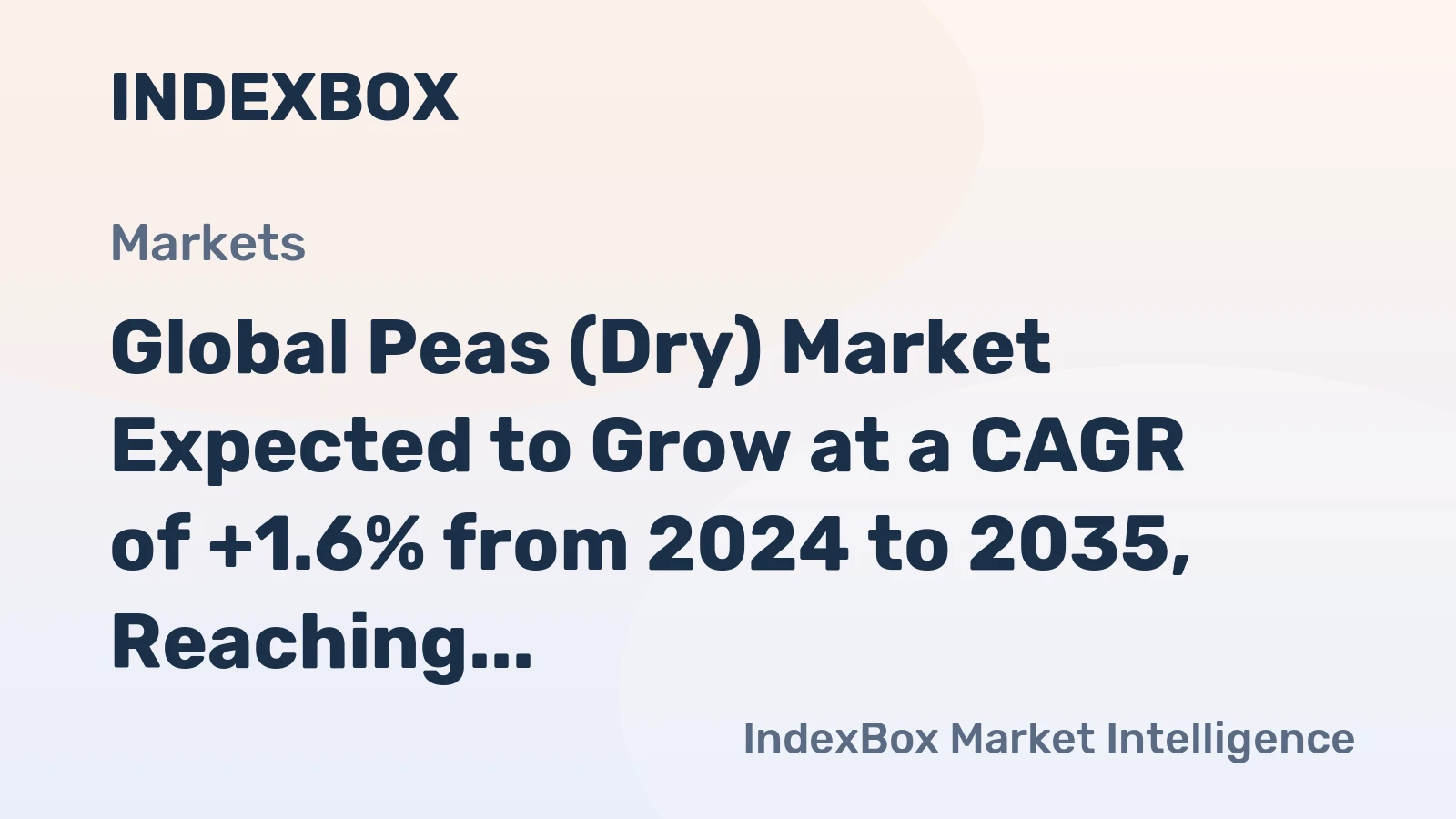 Global Peas (Dry) Market Expected to Grow at a CAGR of +1.6% from 2024 to 2035, Reaching 15M Tons