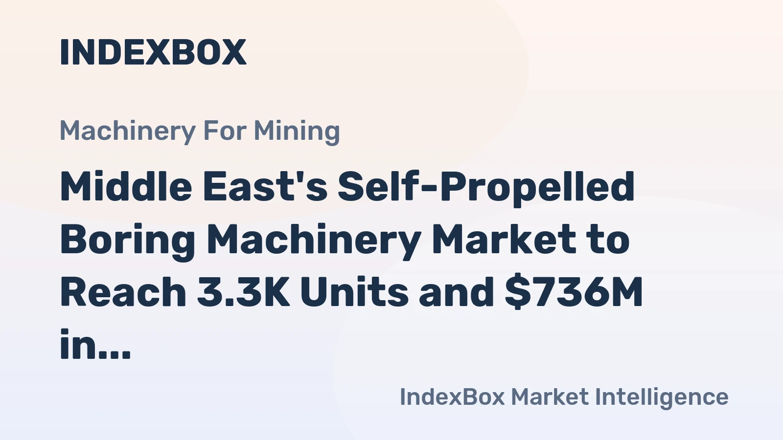 Middle East's Self-Propelled Boring Machinery Market to Reach 3.3K Units and $736M in Value