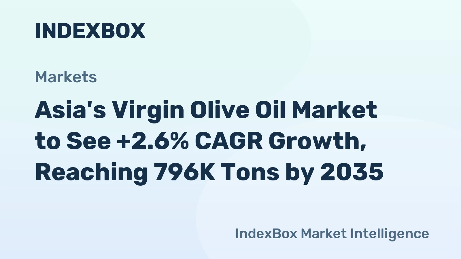 Asia's Virgin Olive Oil Market to See +2.6% CAGR Growth, Reaching 796K Tons by 2035