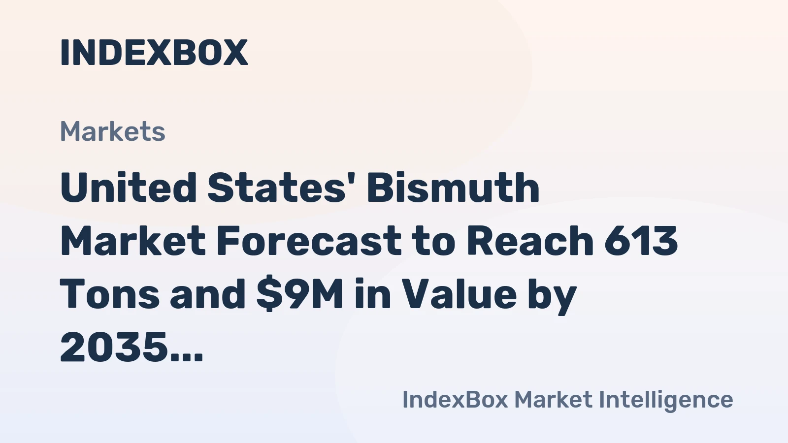 United States' Bismuth Market Forecast to Reach 613 Tons and $9M in Value by 2035