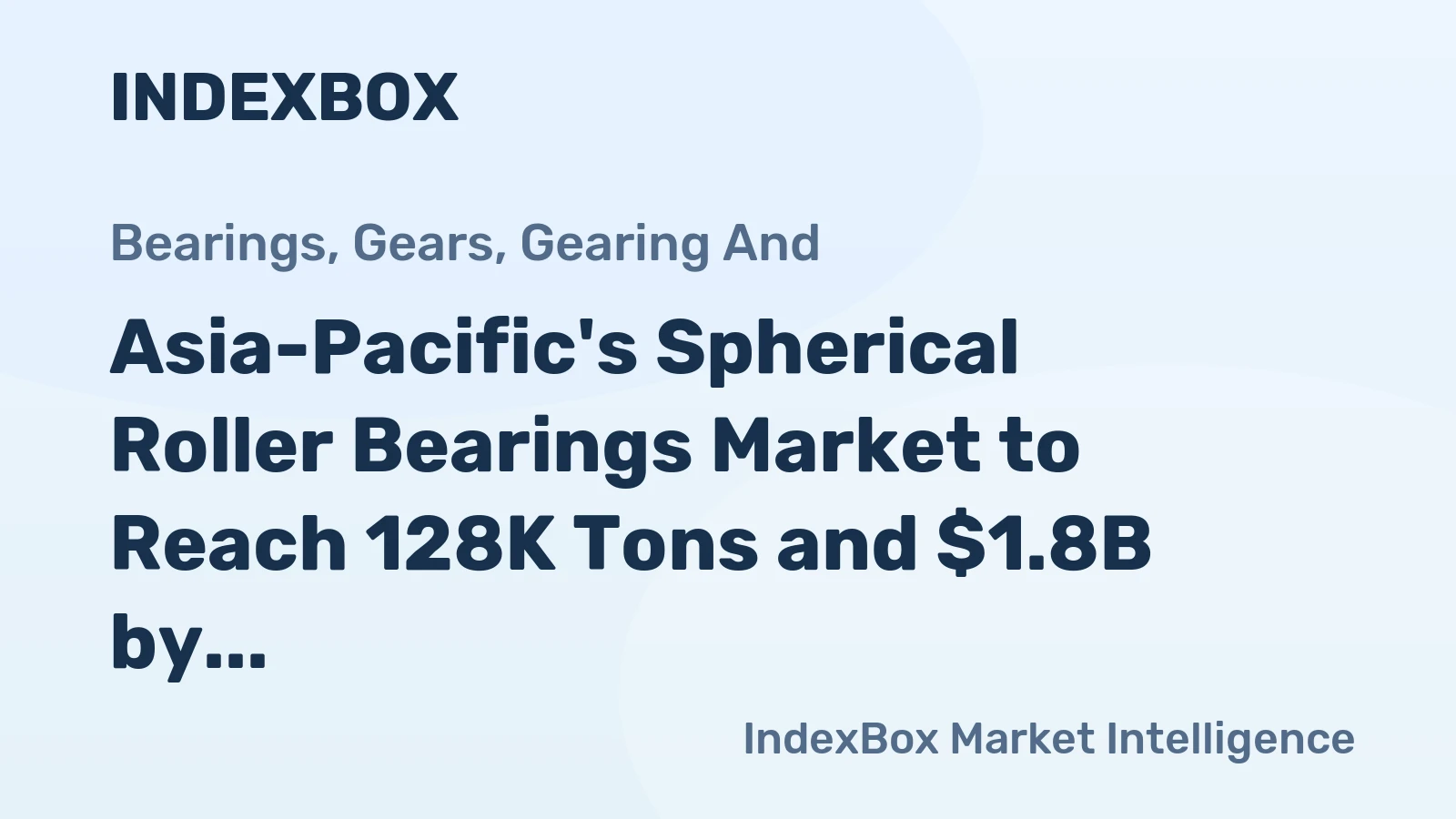 Asia-Pacific's Spherical Roller Bearings Market to Reach 128K Tons and $1.8B by 2035, Fueled by Growing Demand